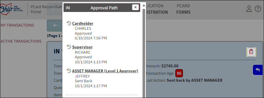 View Active Transactions and Approval Path