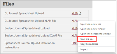 (GL) Spreadsheet Upload Installation Instructions